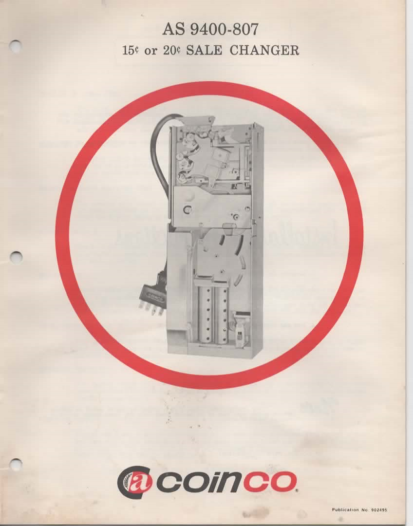 Coinco AS 9400-807 Coin Changer Manual > Coinco > Capital Vending, Inc.