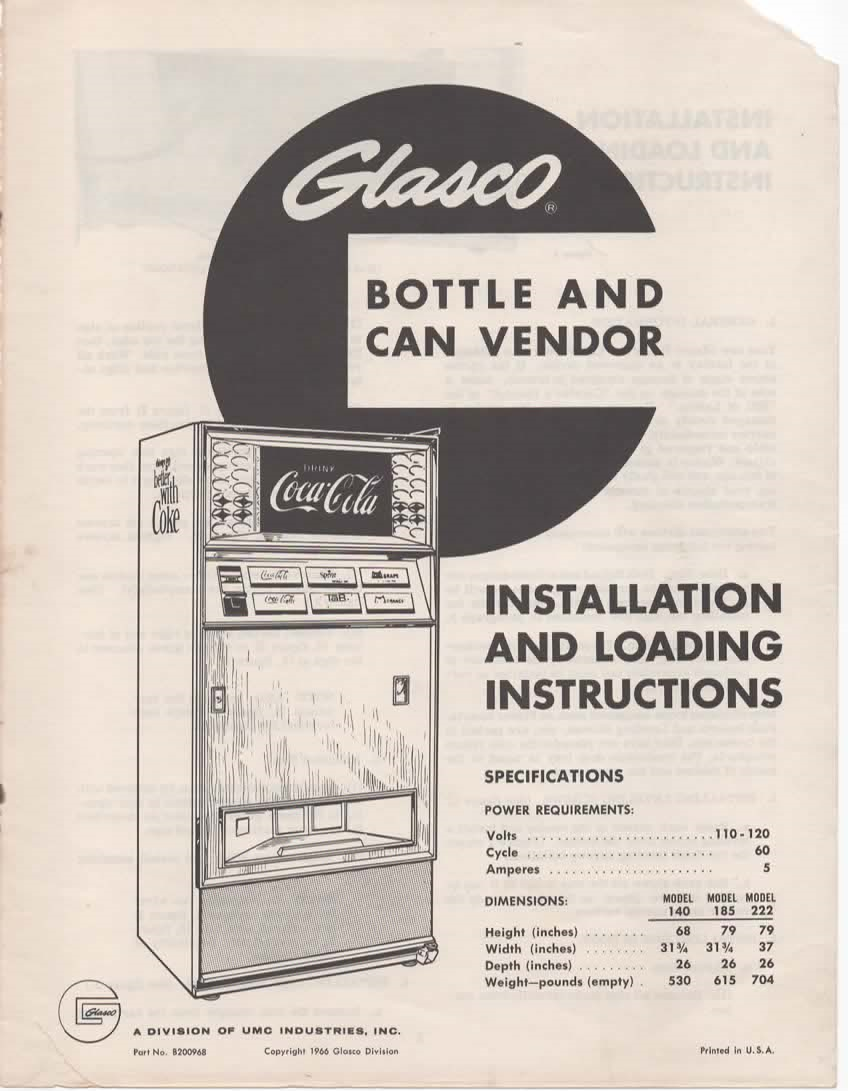 Glasco Bottle and Can Vendors Installation Instructions (8 Pages ...