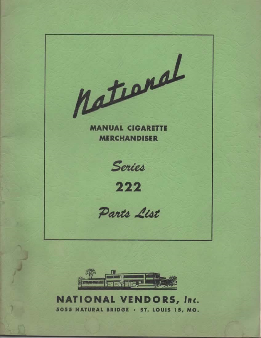 National Vendors Cigarette Machine Series 222 Parts List (37 Pages ...
