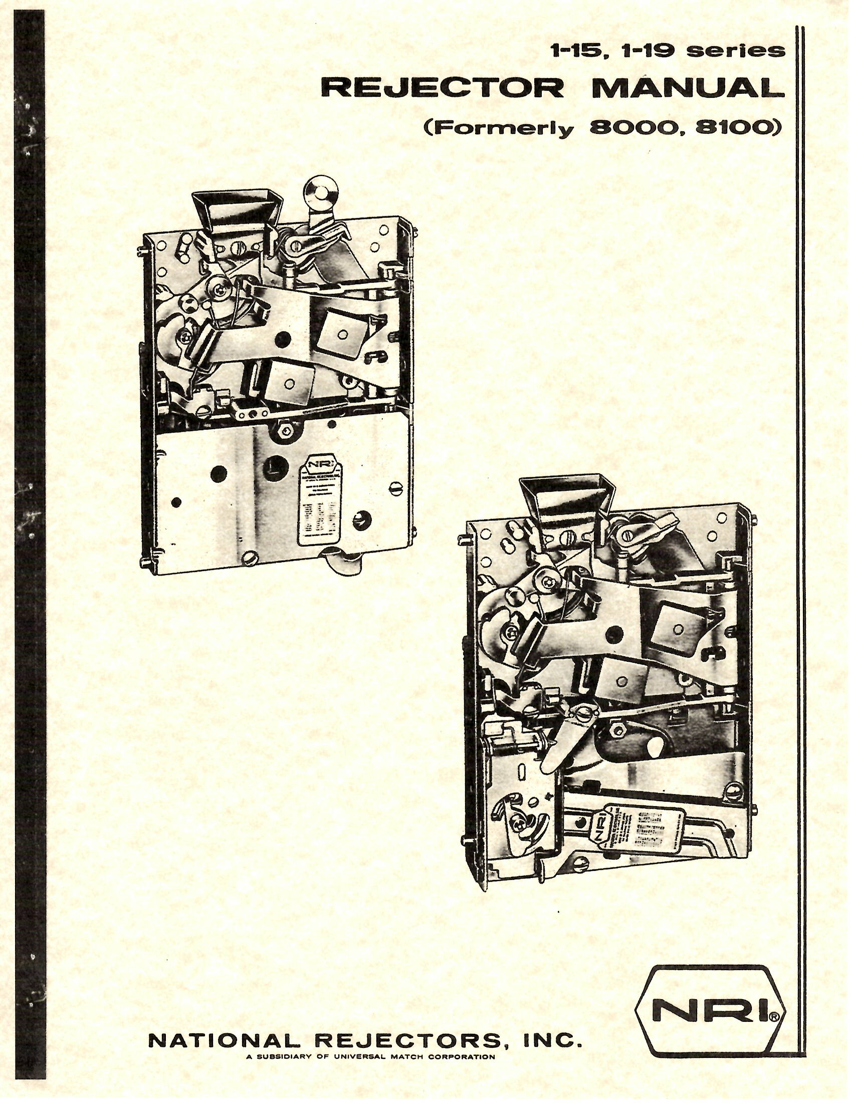 National Rejectors 1-15, 1-19 Series (Formerly 8000, 8100) Manual (12 ...
